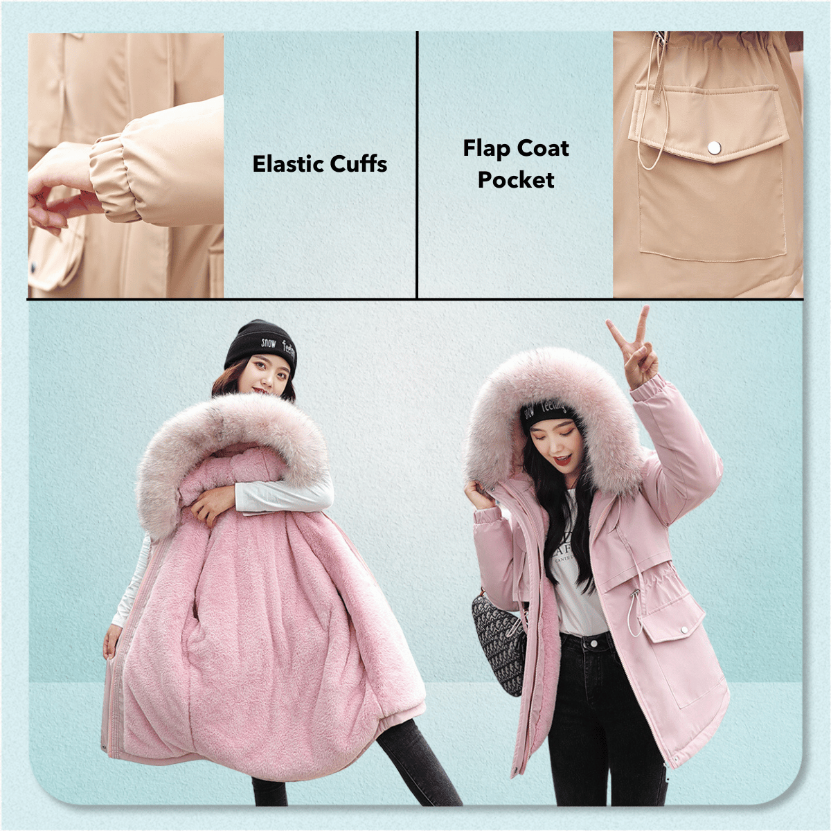 Hitchie -15Deg Women Thick Hoodie Winter Down Cold Jacket Woman Fleece ...