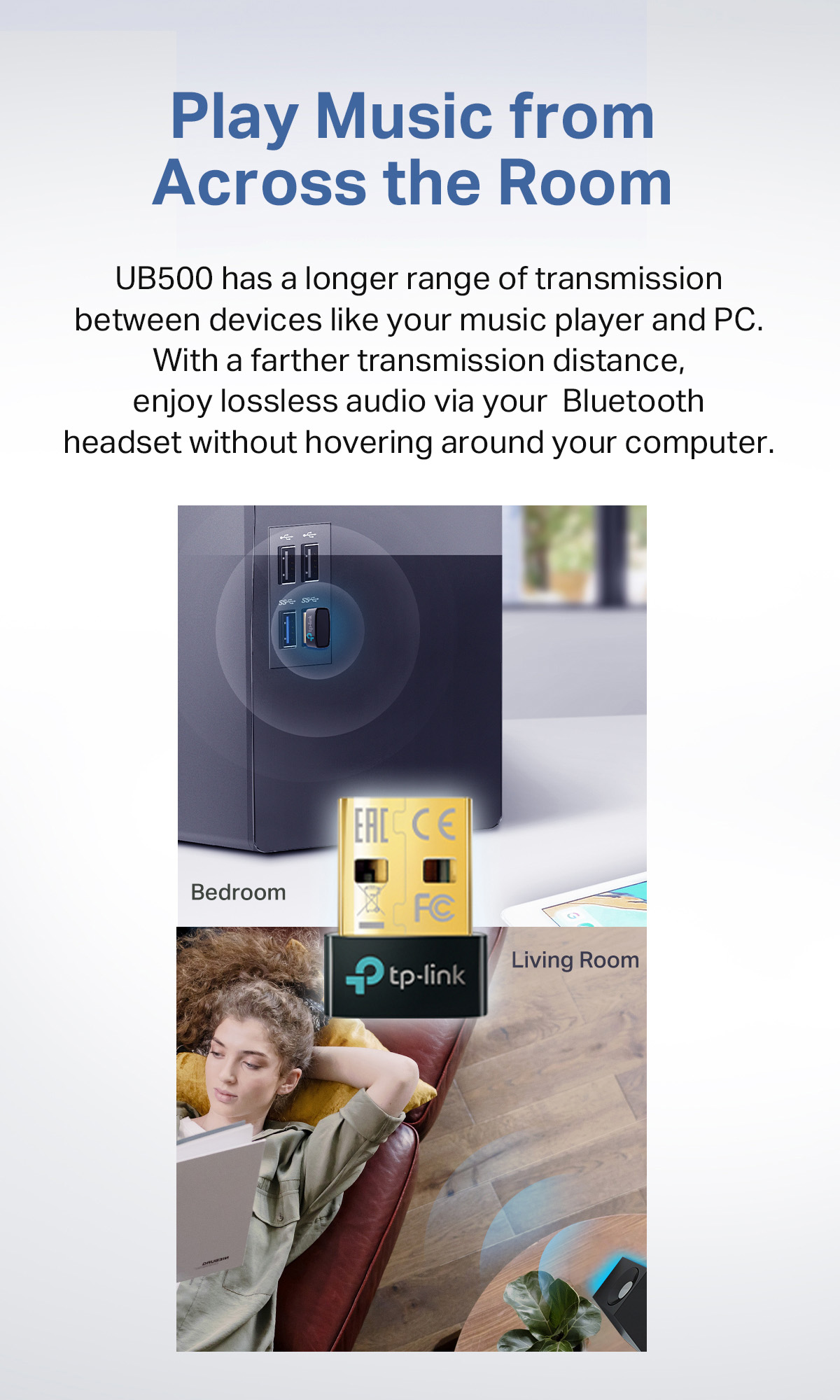 TP-Link UB500 PLUS / UB500 USB Wireless Nano size Bluetooth 5.3 Adapter Dongle for PC / Desktop ...