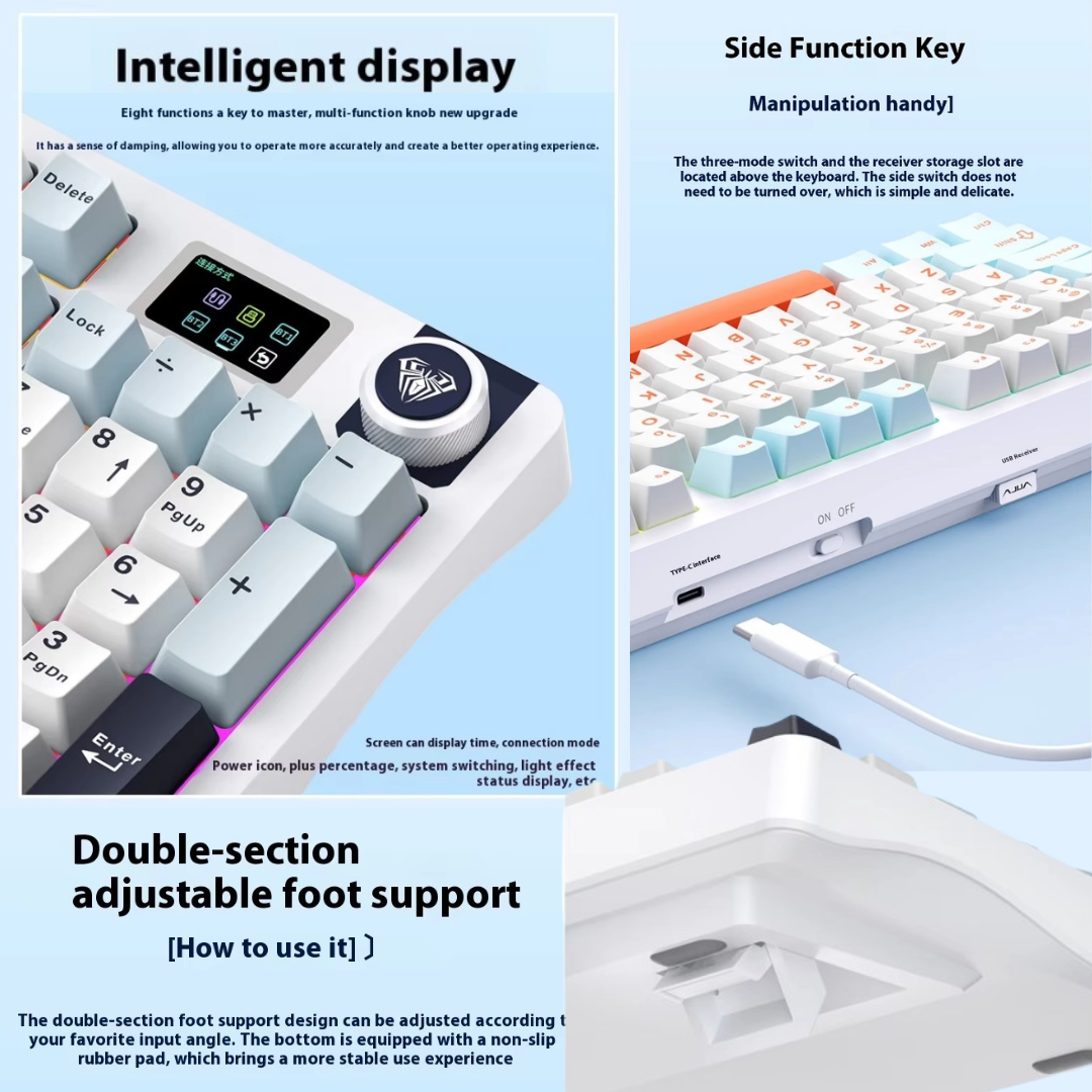 AULA S98Pro Mechanical Keyboard 3mode Bluetooth 2.4G Type-C 98Layout 96Key Customized Gasket ...