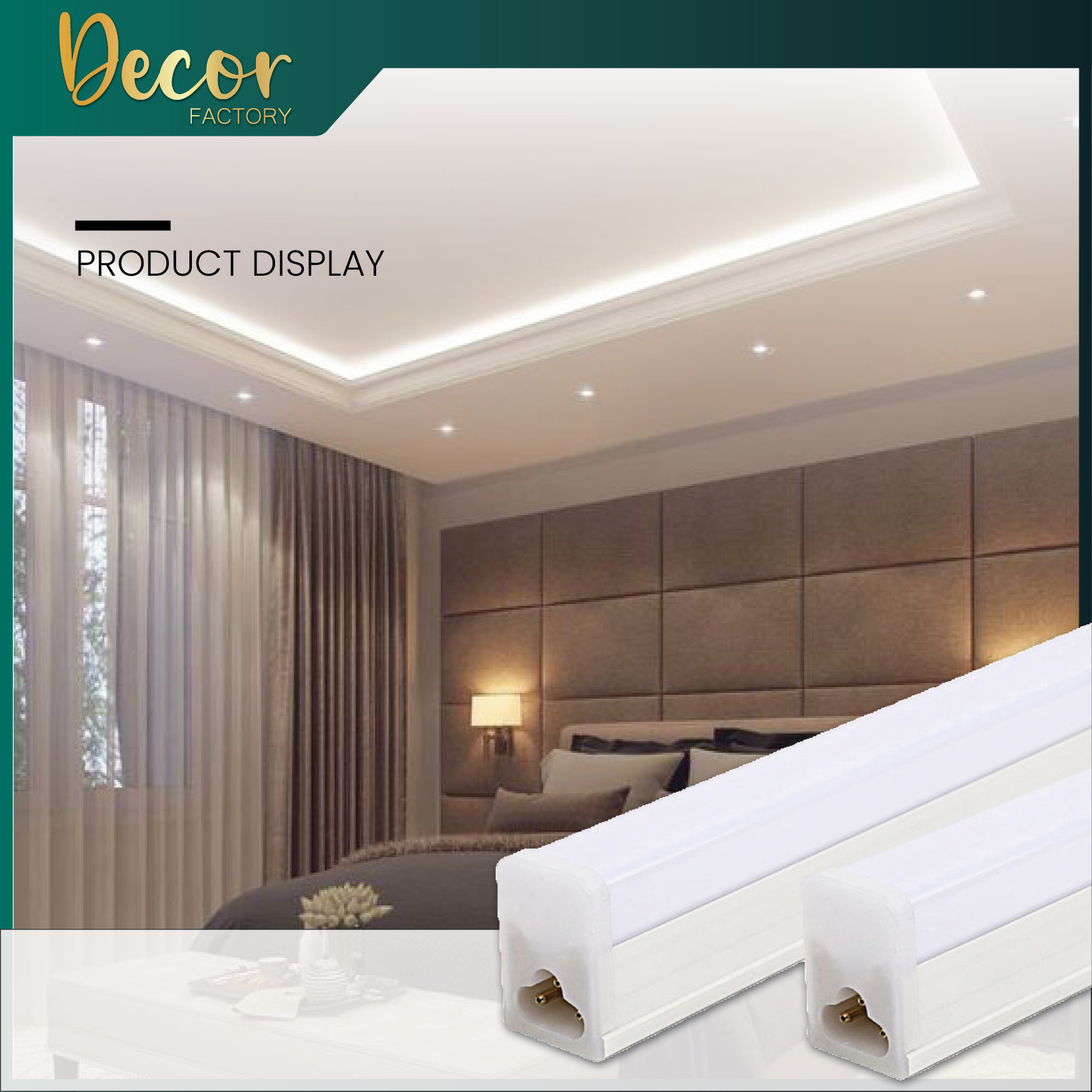 PREMIUM LED T5 Tube Light LED T5 Tube Drop Curve Ceiling Light T5 Light Lampu Plaster Siling ...