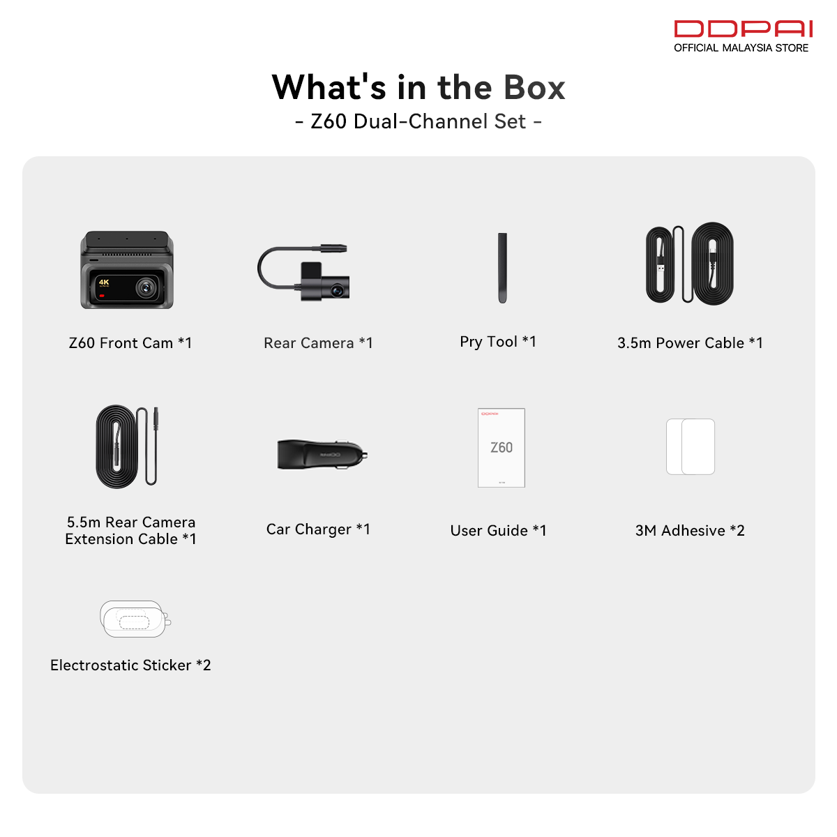 DDPAI Z60 Dual 4K Ultra HD GPS 3 Channel Front & Rear Super Capacitor ...
