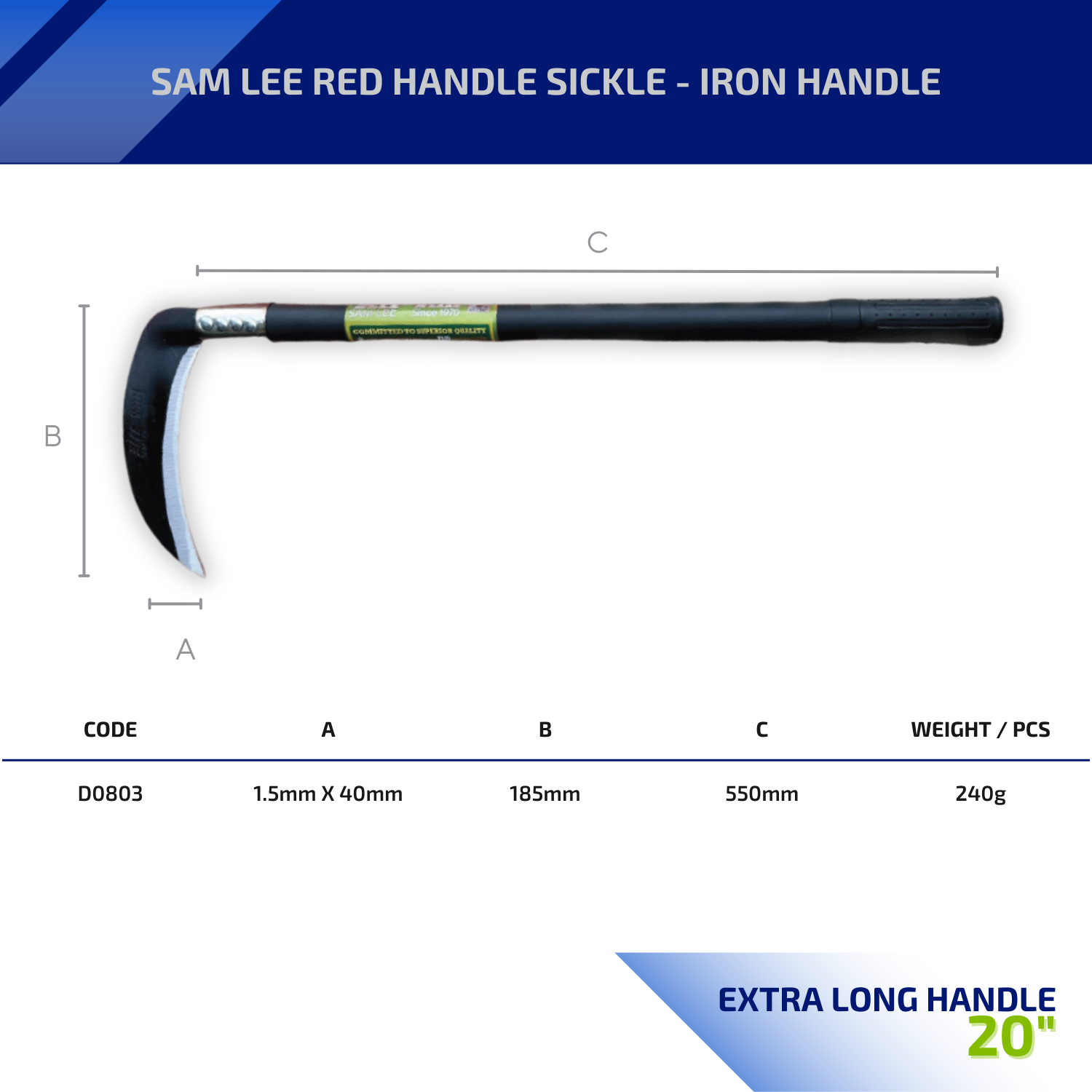 [D0803]SAMLEE M2222 Steel Handle Sickle/Sabit Rumput Pemegang Besi ...