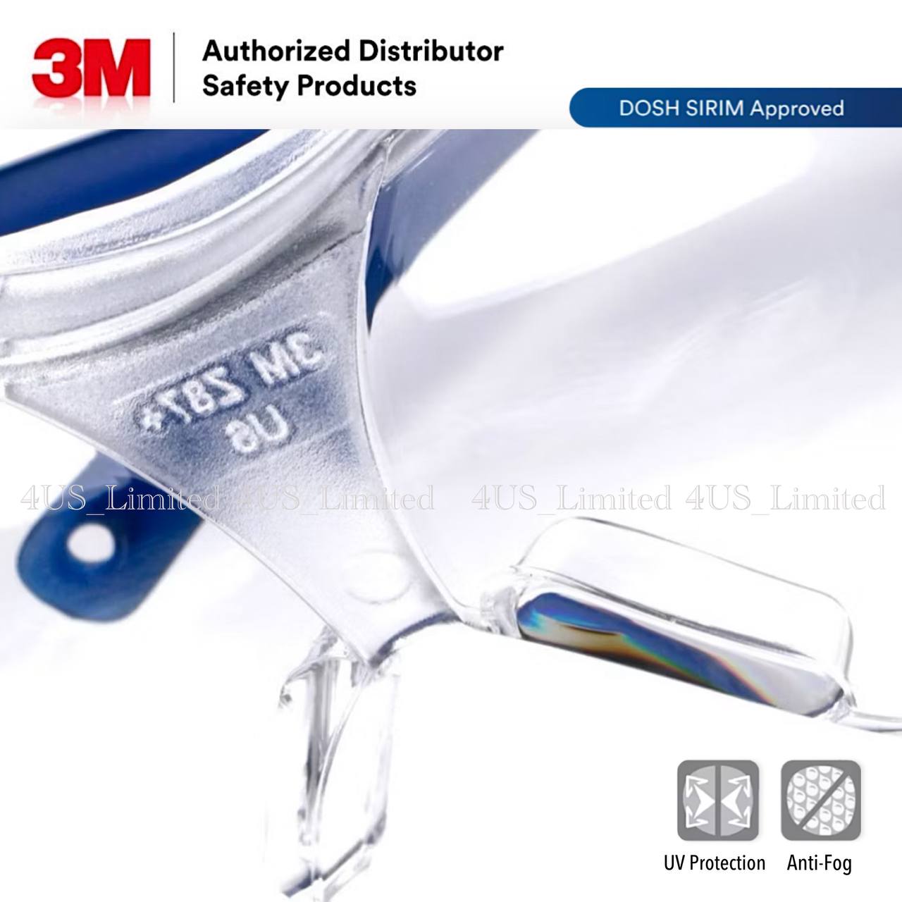 3M 10434 Virtua Sport Safety Eyewear Asian Fit Anti Fog Clear Lens/Blue Temple (SIRIM DOSH ...