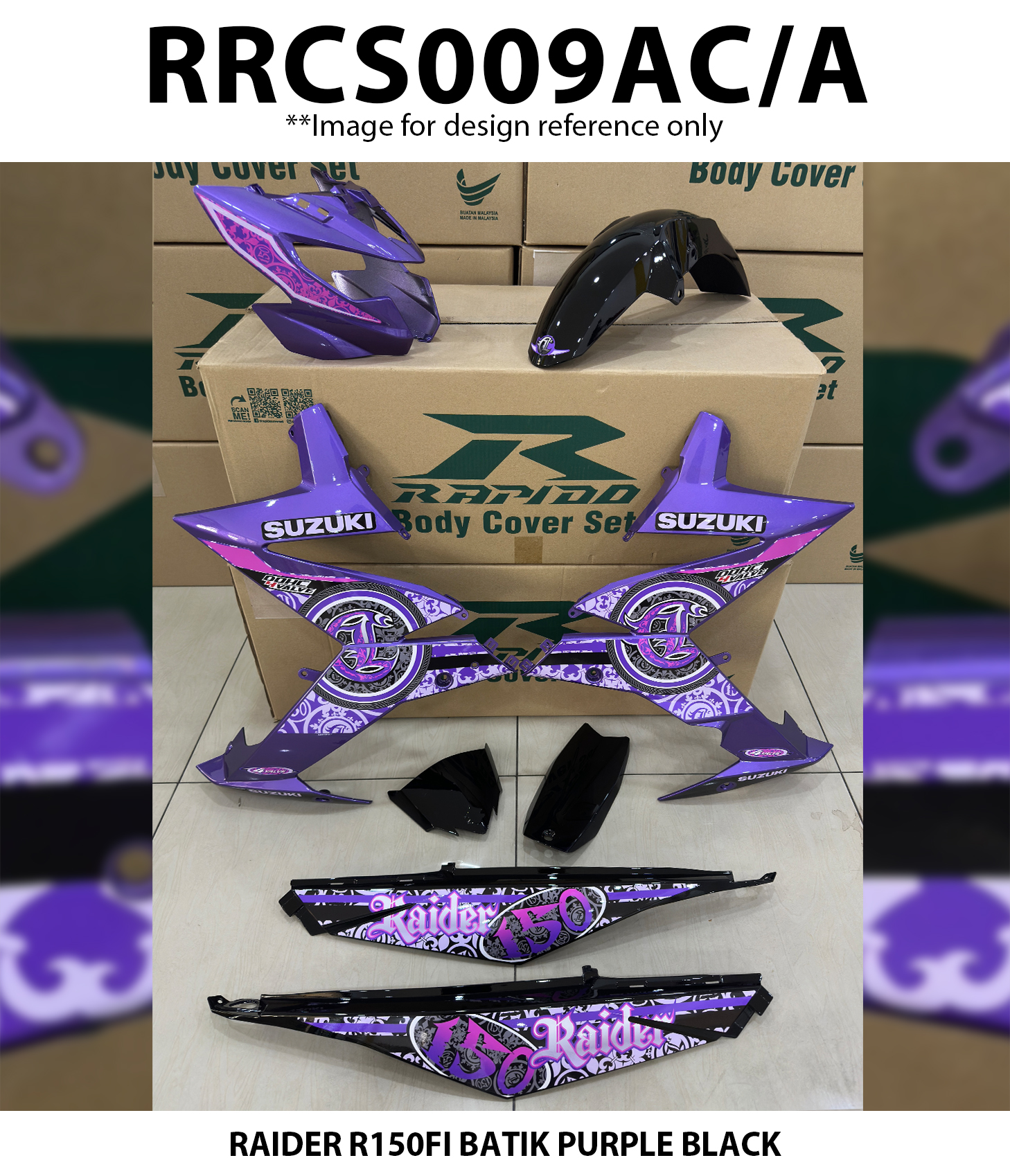 SUZUKI Raider R150fi Batik Purple Red Blue Sticker Tanam Stripe Tanam ...