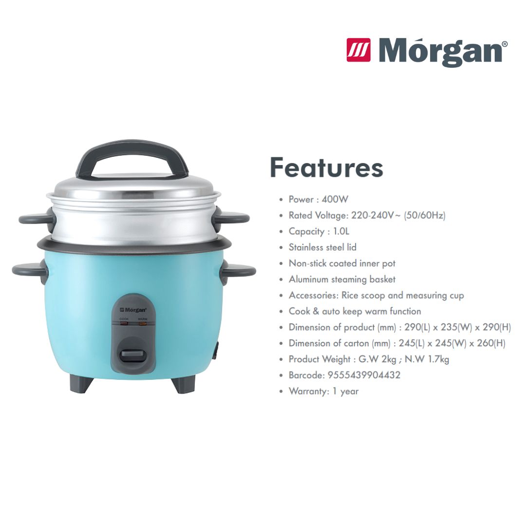 MIDEA MG-GP10B Conventional Rice Cooker (1.0L) / Morgan 1.0L ...