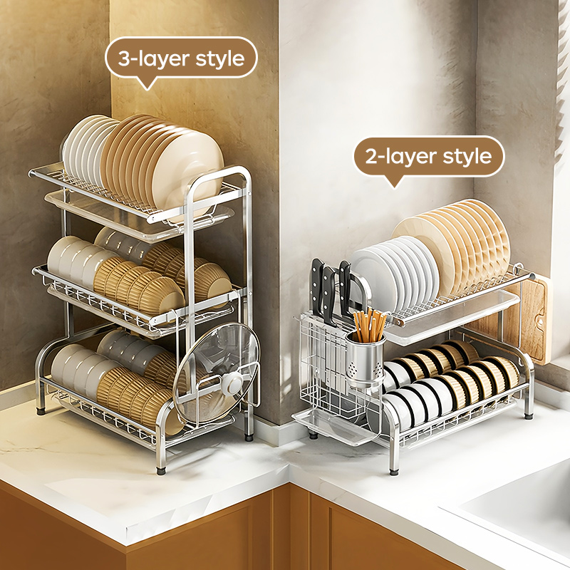 GSlife Dish Rack Stainless Steel Rak Pinggan Dish Drainer Rack Non ...