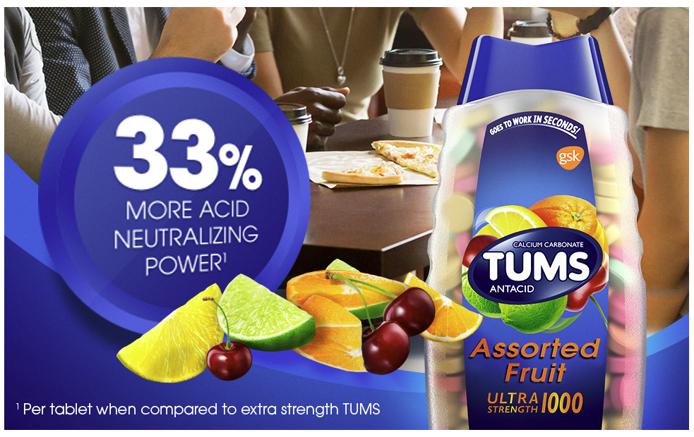TUMS Ultra Strength 1000mg Antacid Tablets for Chewable Heartburn ...