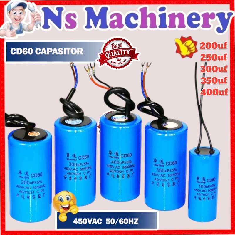 450V Motor Starting Capacitor CD60 Condenser Kapasitor 200UF/250UF ...