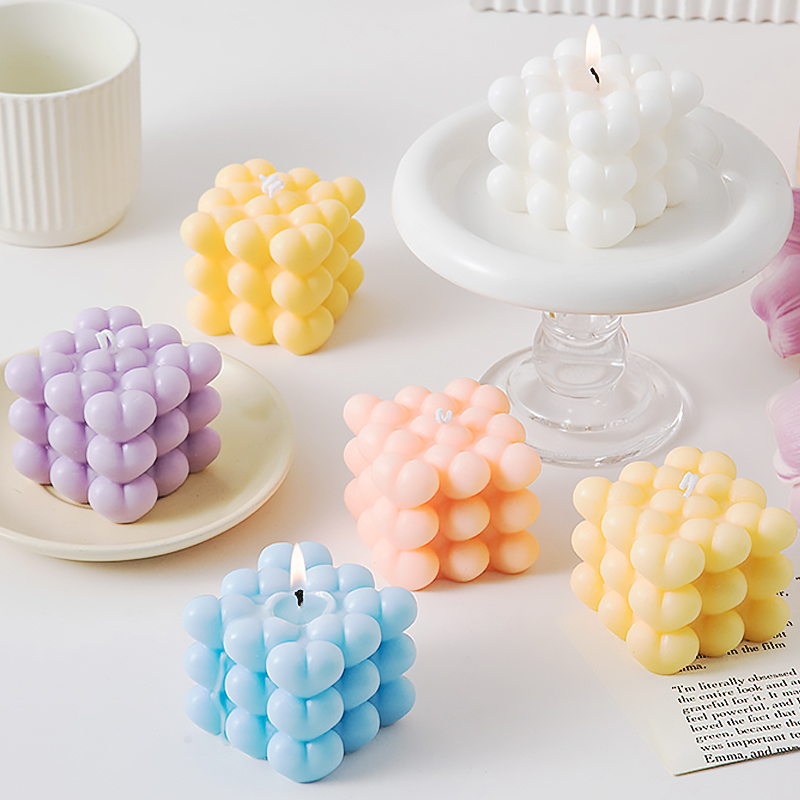 𝗔𝗥𝗢𝗠𝗔𝗧𝗜𝗖 𝗕𝗟𝗜𝗦𝗦 》 Ins Style Scented Cube Candle Aromatherapy Candle Home ...