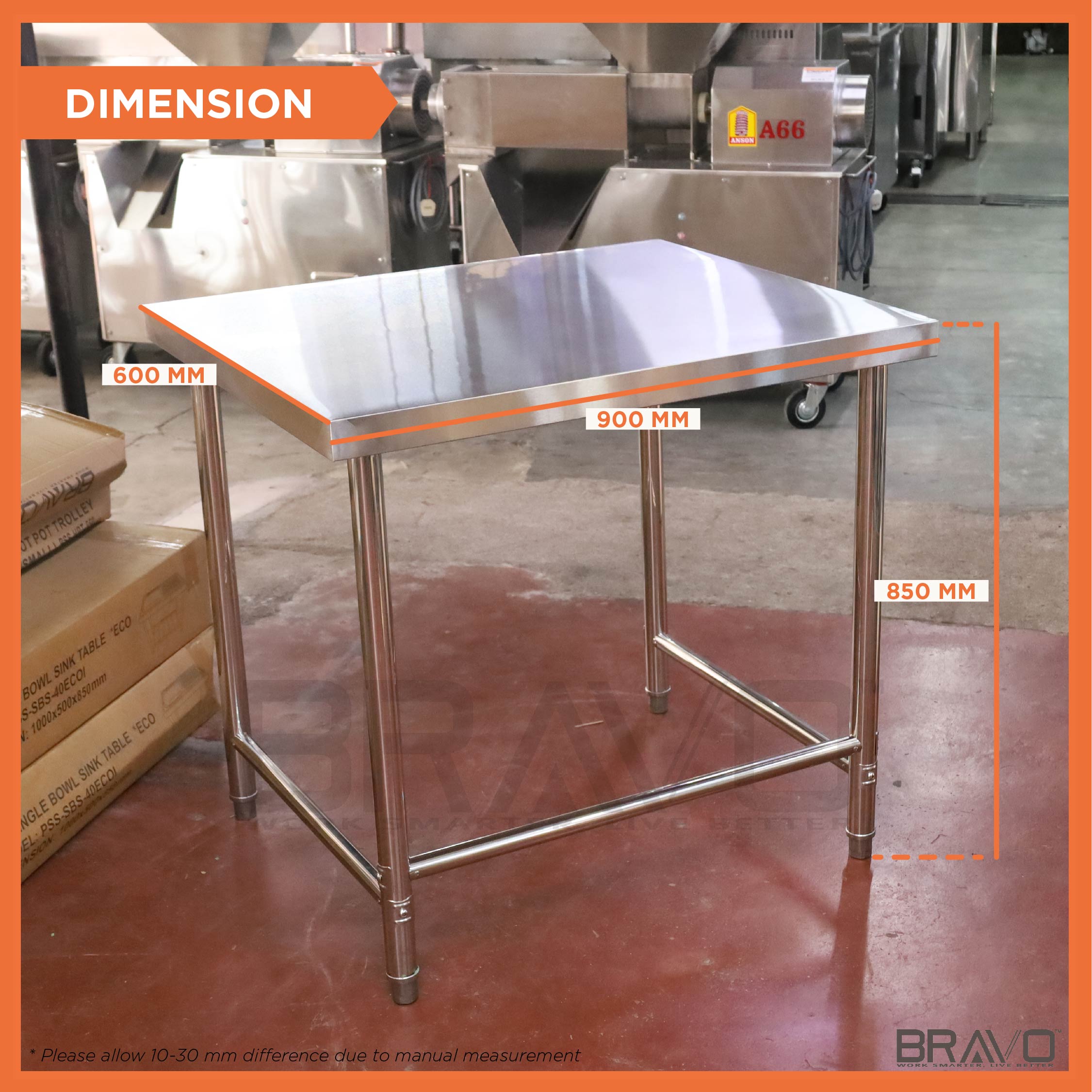 Bravo Stainless Steel Kitchen Table Meja Dapur Stainless Steel Working ...