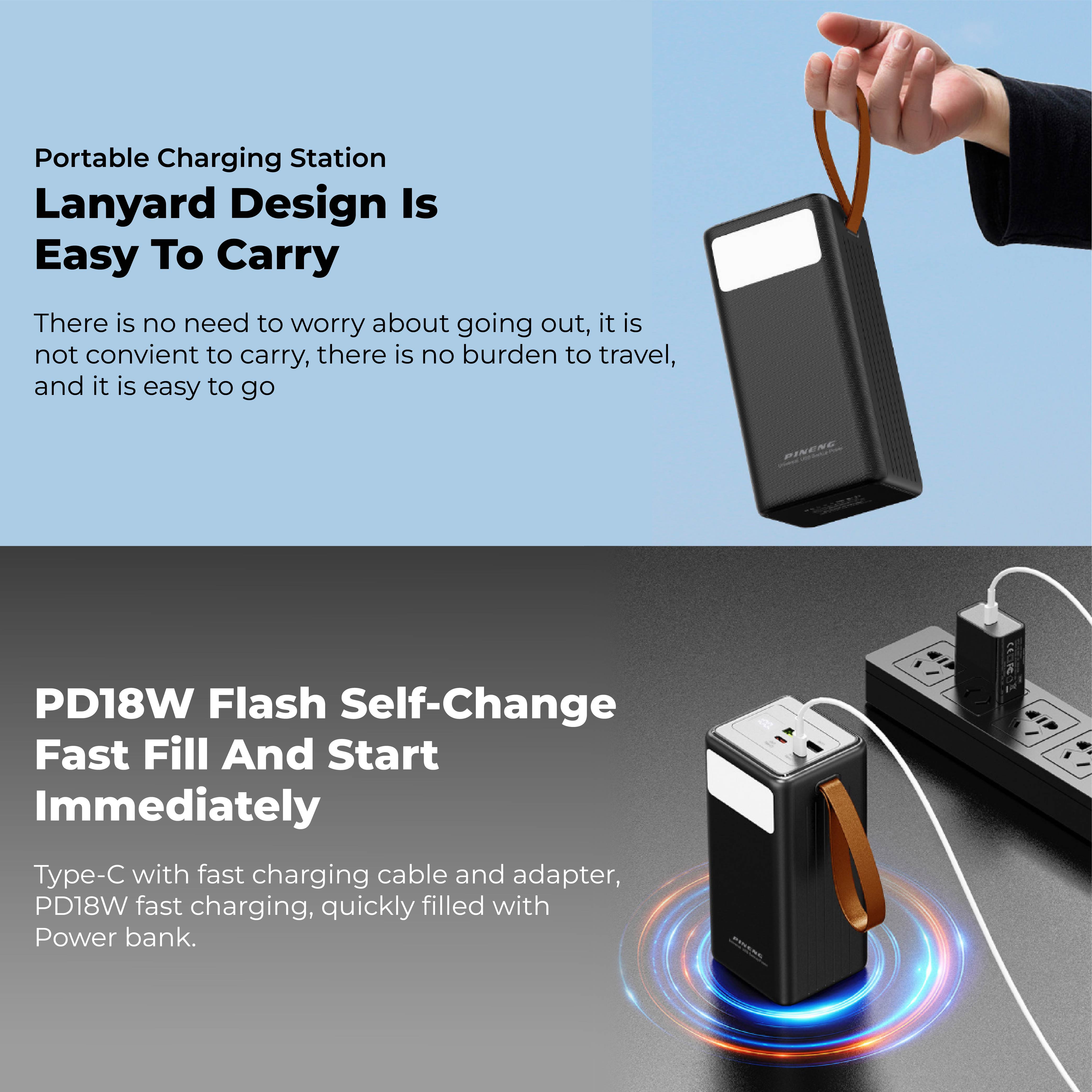 [NEW] Pineng PN-555PD 50000mAh Powerbank PD 20W + QC 22.5W Fast ...