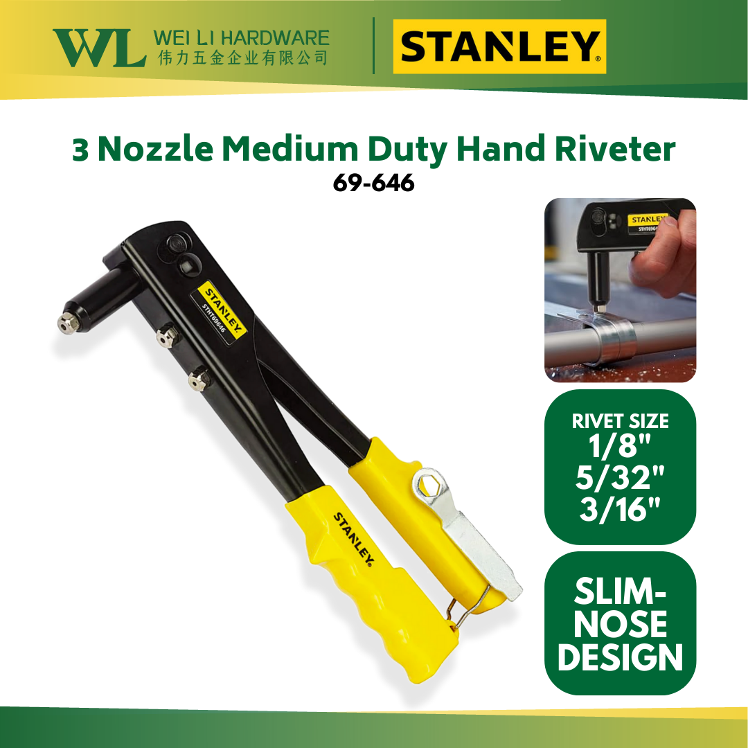 STANLEY 3Nose Carbon Steel Hand Riveter Medium Duty STHT69646-8 / Gun ...