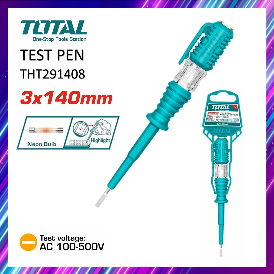 TOTAL Test Pen AC 100V - 500V THT291408 THT291908 Electrical Tester ...