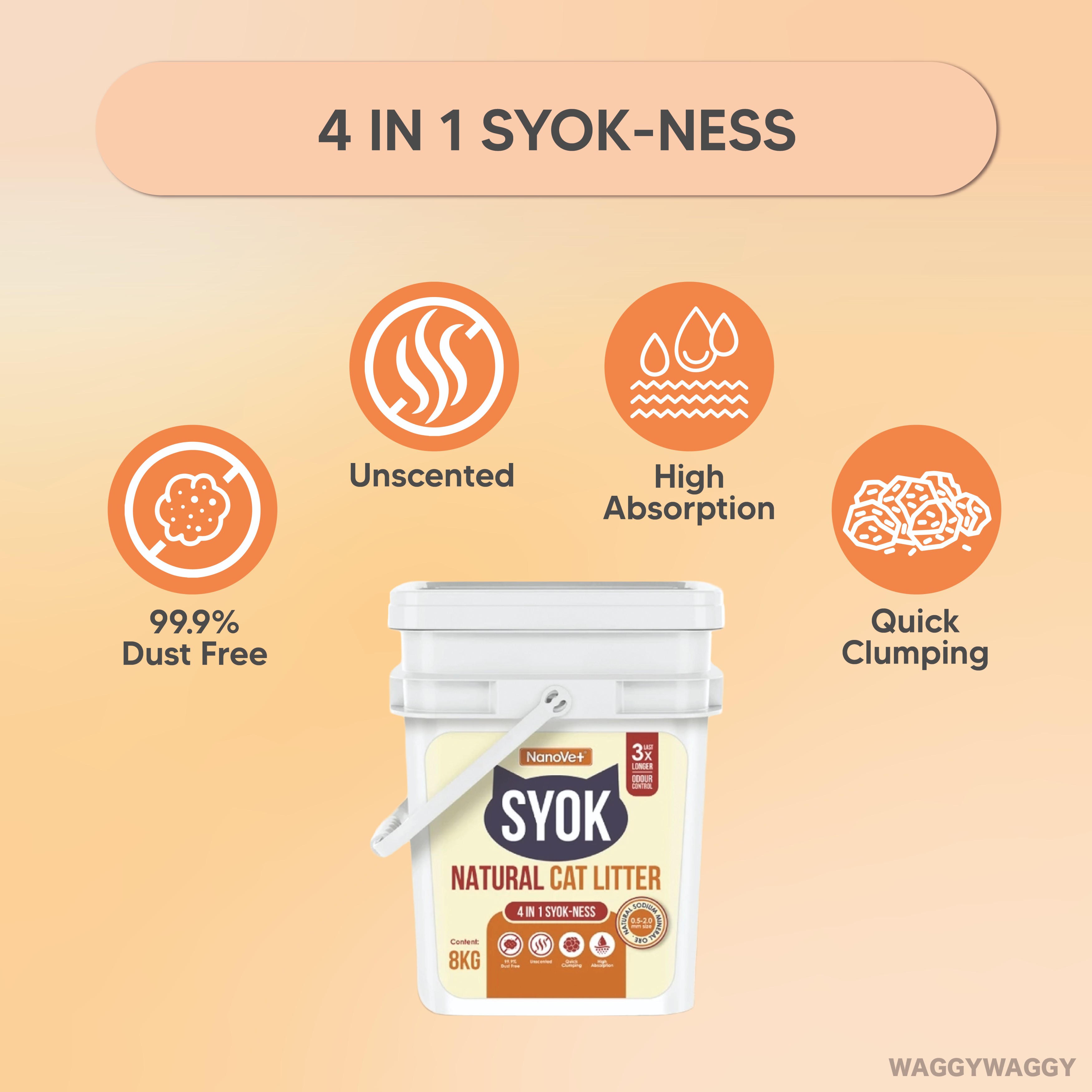 WaggyWaggy Nanovet Syok Mineral Sand Natural Cat Litter 8KG | Shopee ...