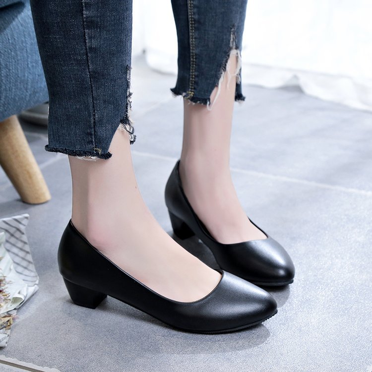 Women Black Formal Shoes High Heels Attire Block Heel Office Ladies ...