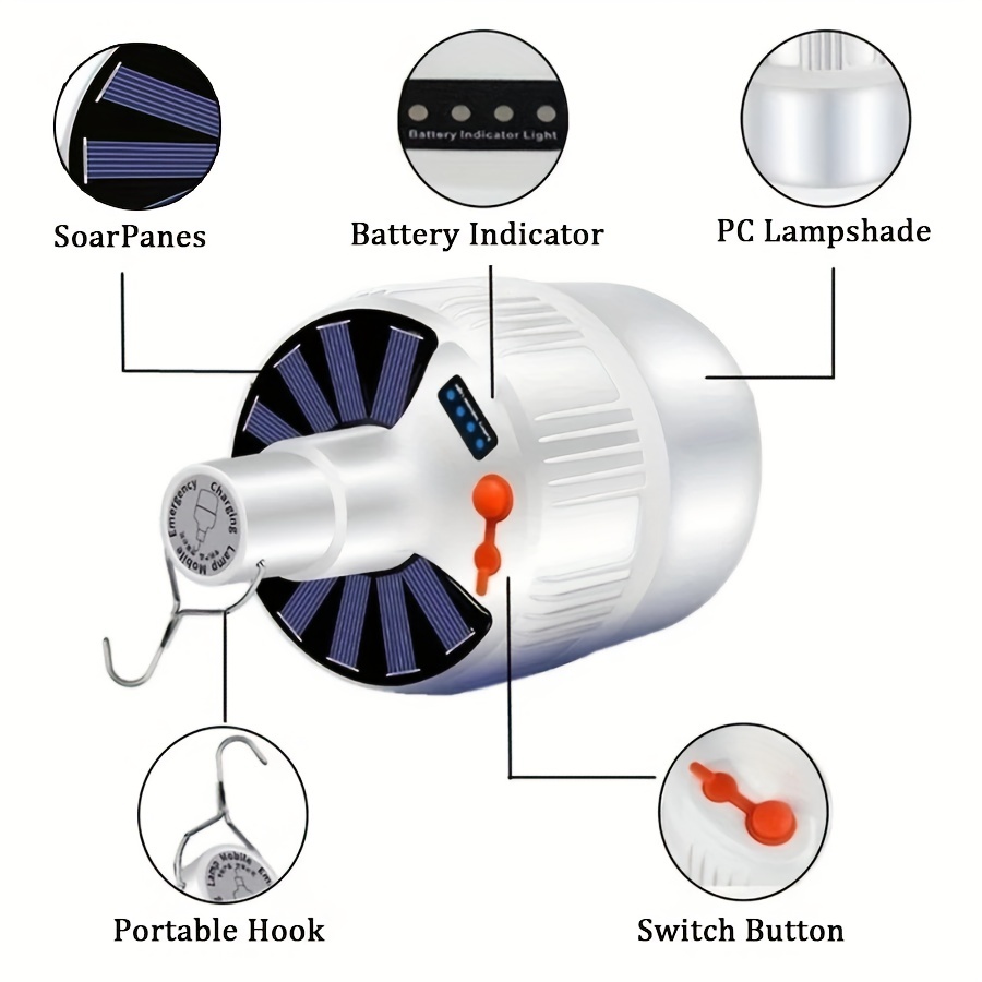 Solar LED Rechargeable Light Bulb Remote Control Mobile Night Market ...