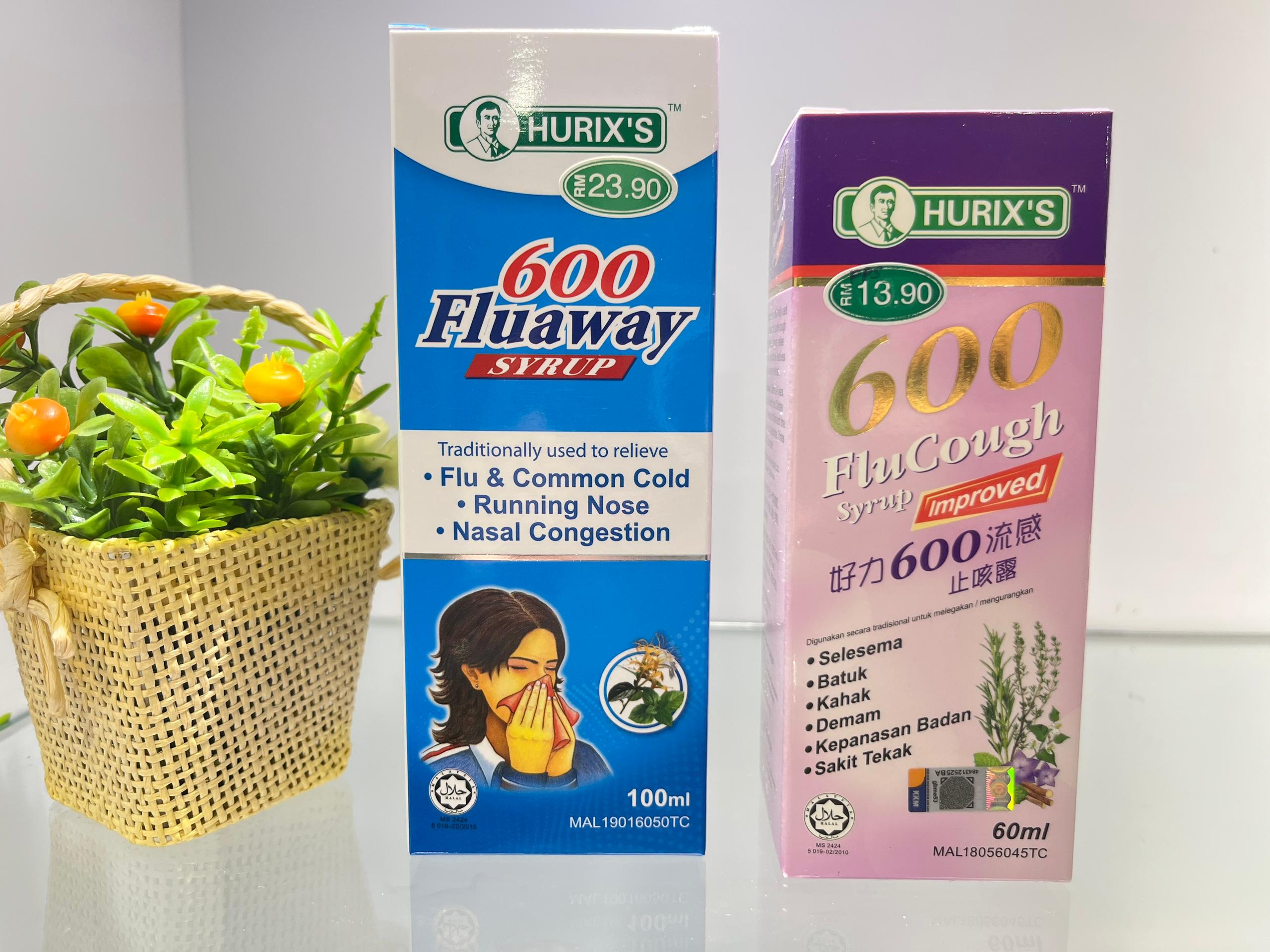 HURIX'S 1) 600 FLUCOUGH SYRUP IMPROVED 好力600流感止咳露 EXP : 10/2025 2 ...