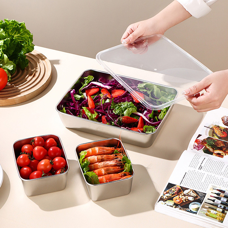 Stainless Steel Box Food Organizer With Lid Crisper Fresh-Keeping ...
