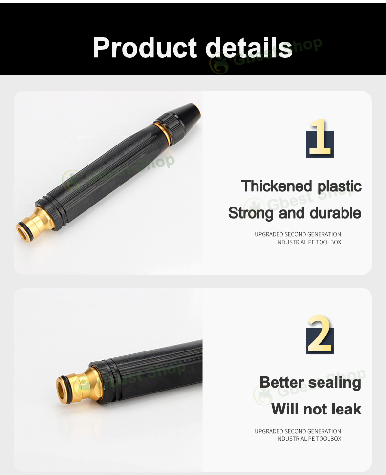 High hardness Spray Black Nozzle With Hose/Connector Garden Car ...