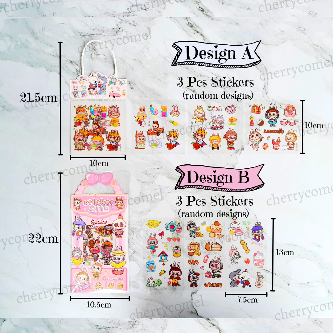 Labubu Stickers Pack Cute Sticker Stiker Pelekat Clear Vinyl Plastic ...