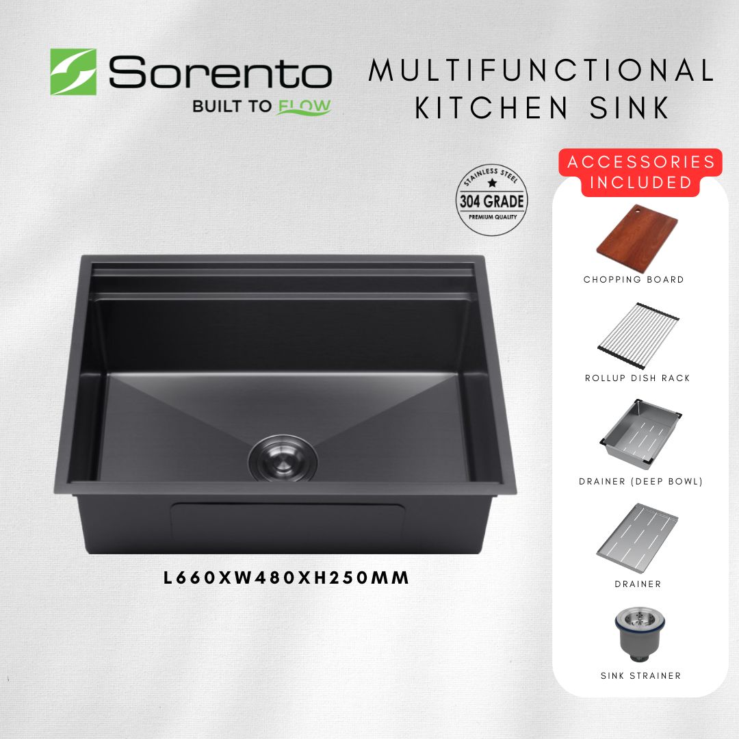 SORENTO Multifunction Kitchen Sink 660x480 304 Stainless Steel Top ...