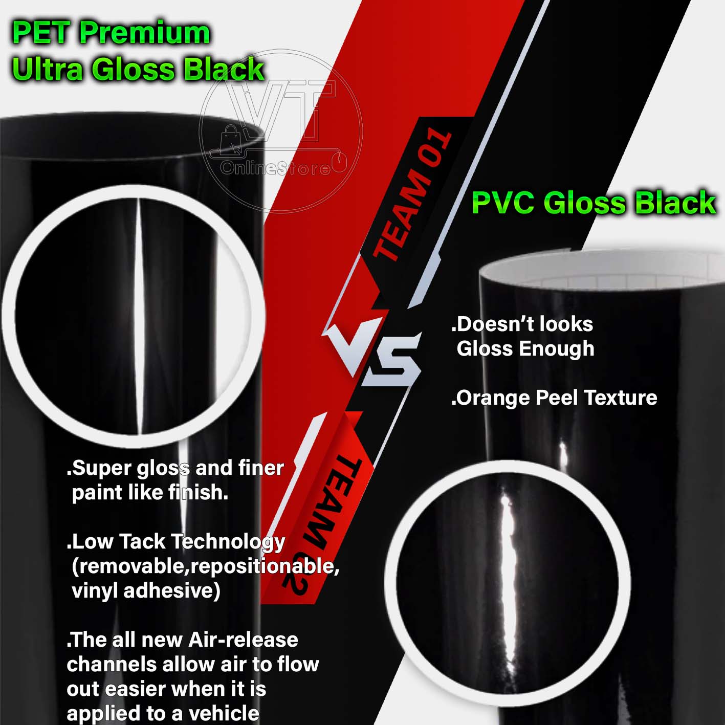 PET Premium Ultra Gloss Black Vinyl Film Glossy Black Sticker Wrap Film ...