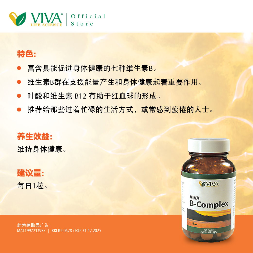 TWIN PACK - VIVA B-Complex (120 tablets x2) [Exp July 2026] | Shopee ...