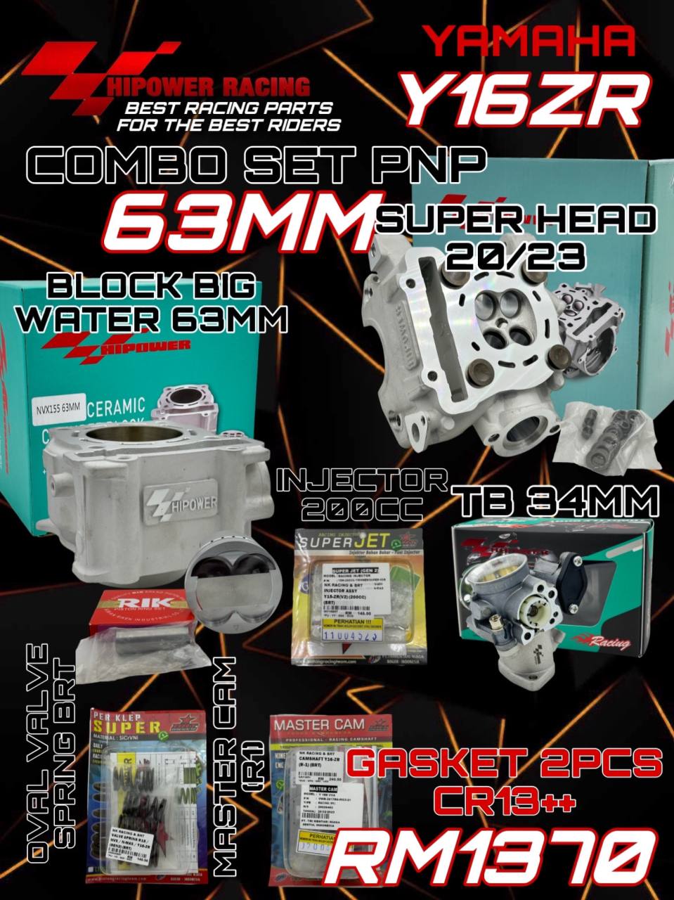 HIPOWER BRT COMBO Y16 R15 MT15 63MM 20/23 CNC SUPERHEAD BLOCK THROTTLE ...