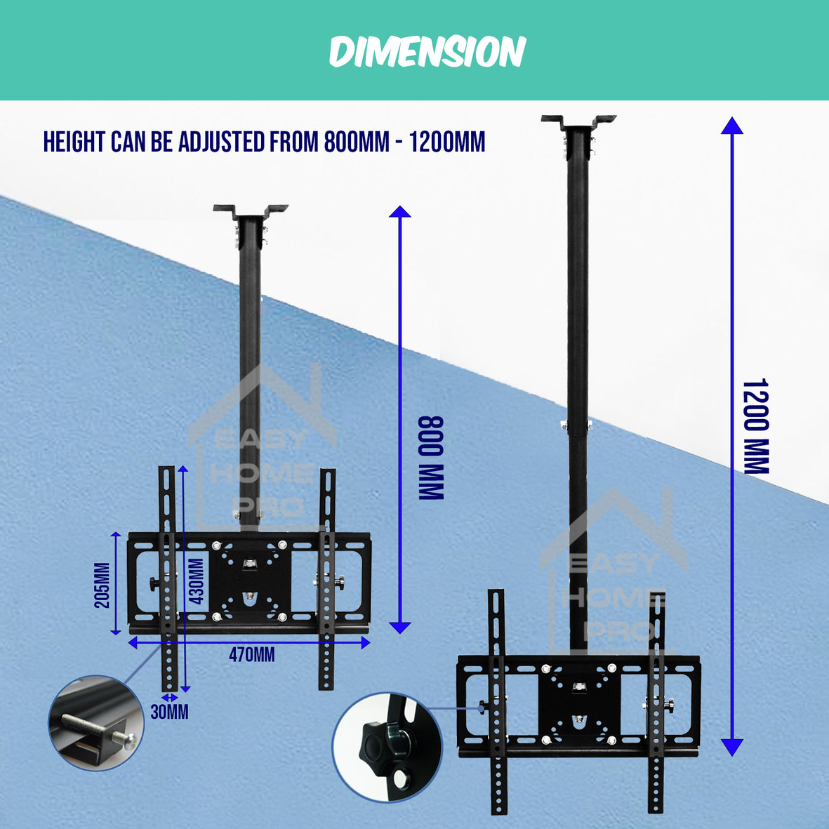 26 to 70 Inch Adjustable Ceiling TV Bracket Wall Mount LCD LED TV ...