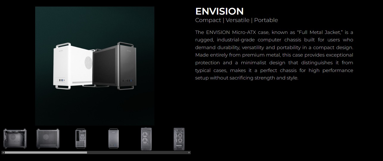 Slevcase ENVISION Micro-ATX Case Black White Compact PC Gaming Casing ...