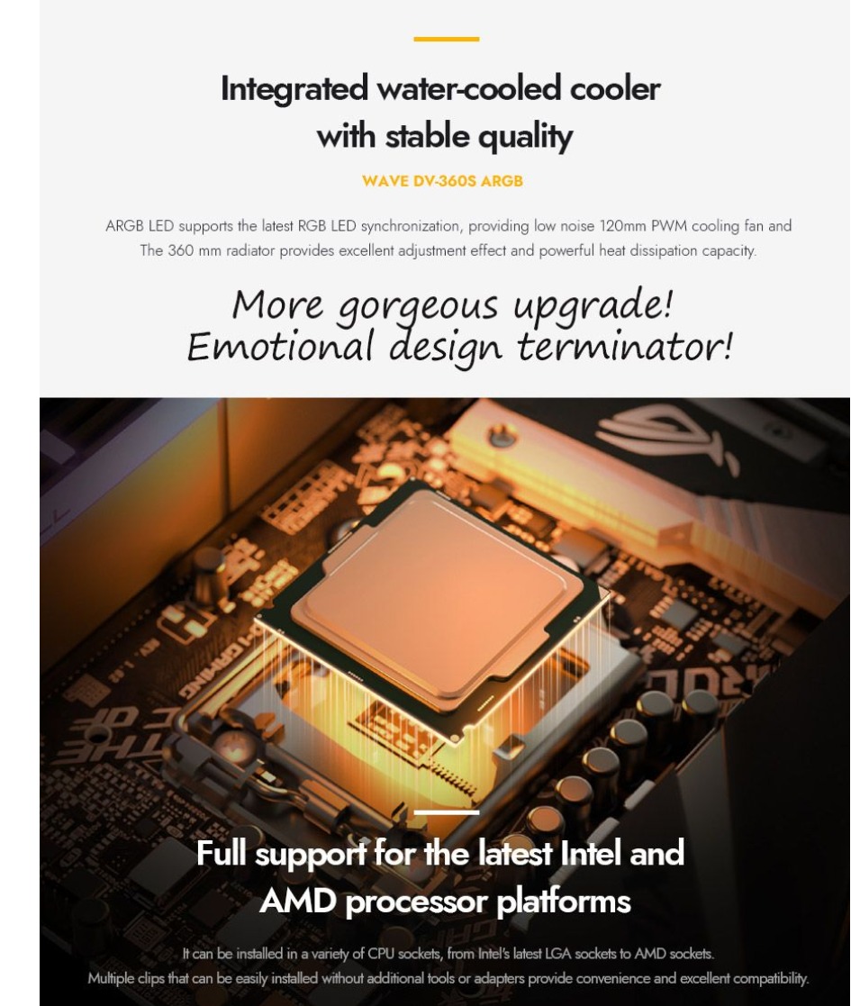 DarkFlash Wave DV 360S / DV 240S ARGB AIO Liquid Cooling System with IPS Display Water Cooler ...