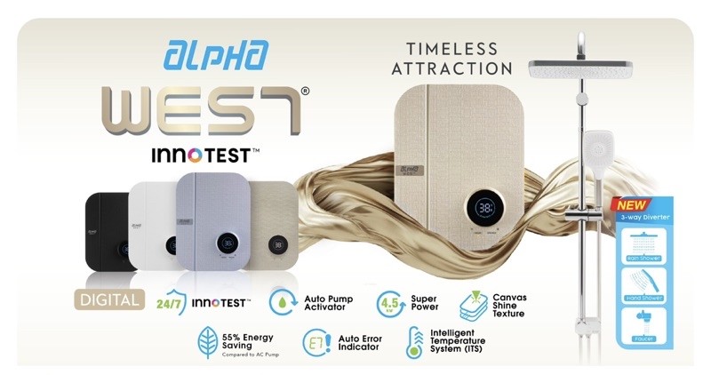 Alpha WES7 DIGITAL BASIC NEON RainShower Instant Water Heater with DC Pump No pump pemanas air ...
