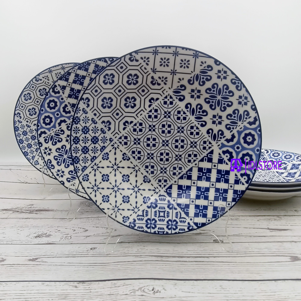 6 Pcs 23cm Porcelain Dinner Plate Bowl Set Pinggan Mangkuk Pinggan Nasi ...