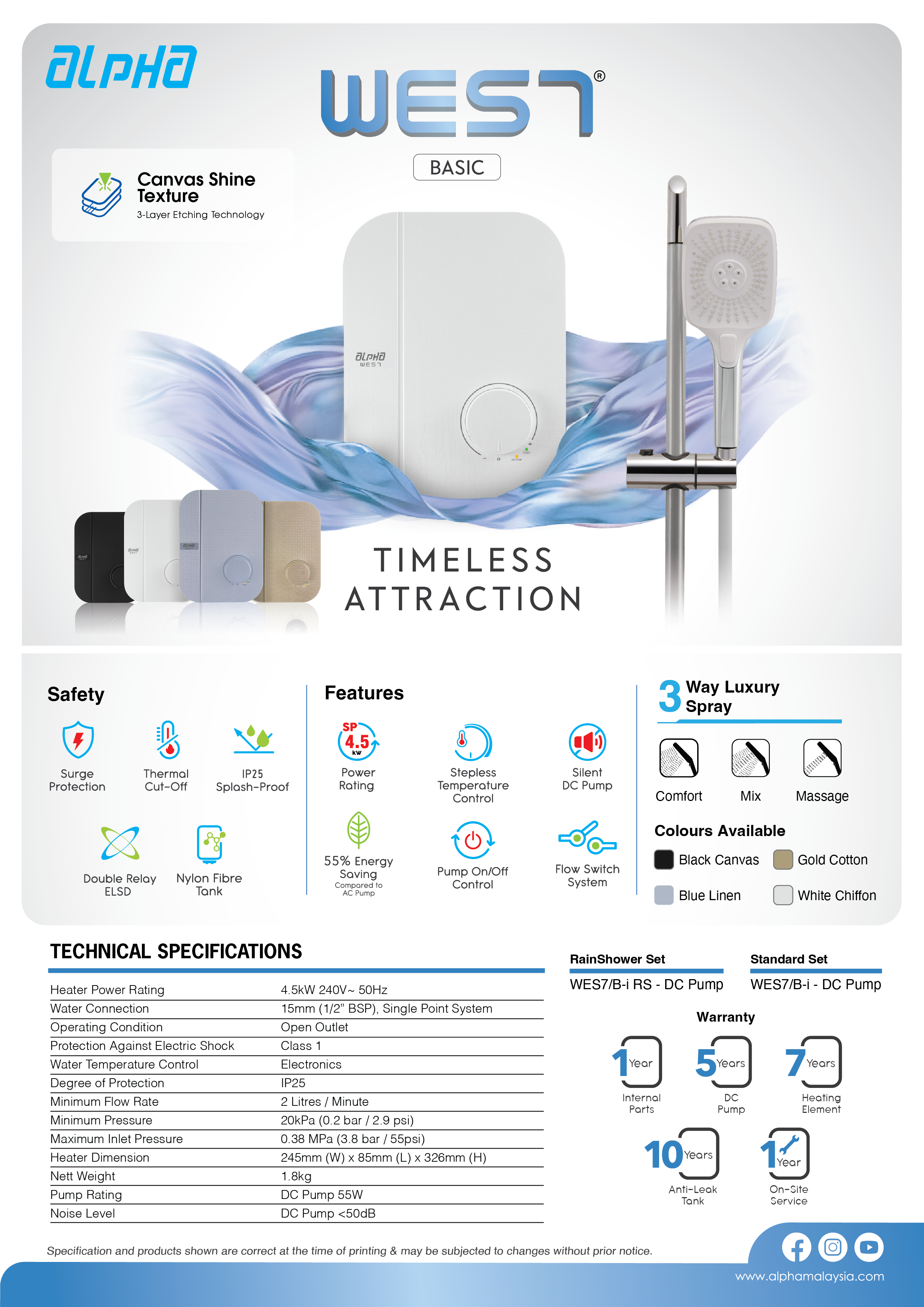 ALPHA WES7 Basic Neon Digital Rain Shower Instant Water Heater DC Pump Pemanas Air Elektrik 热水器 ...