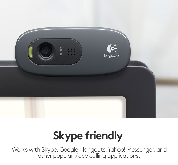 Logitech C270 HD Webcam with noise-reducing mics for video calls ...