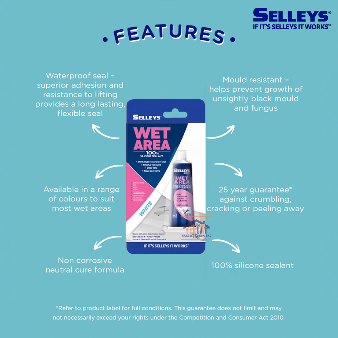[ SELLEYS ] Wet Area White Silicone Sealant Superior Waterproof And ...