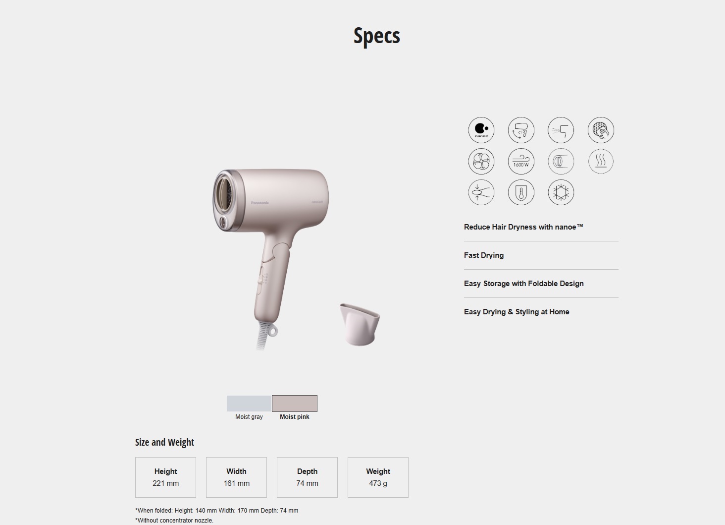 Panasonic Hair Dryer Pengering Rambut EH-NA7/EH-NA9/EH-NA0J-A655J 1600W ...