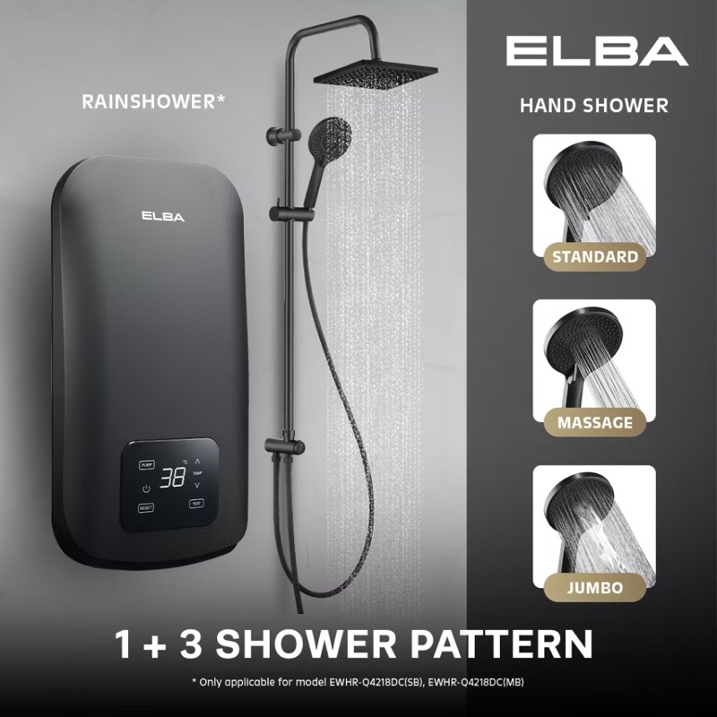 Elba Instant Water Heater With DC Pump And Rain Shower EWHR-Q4218DC ...