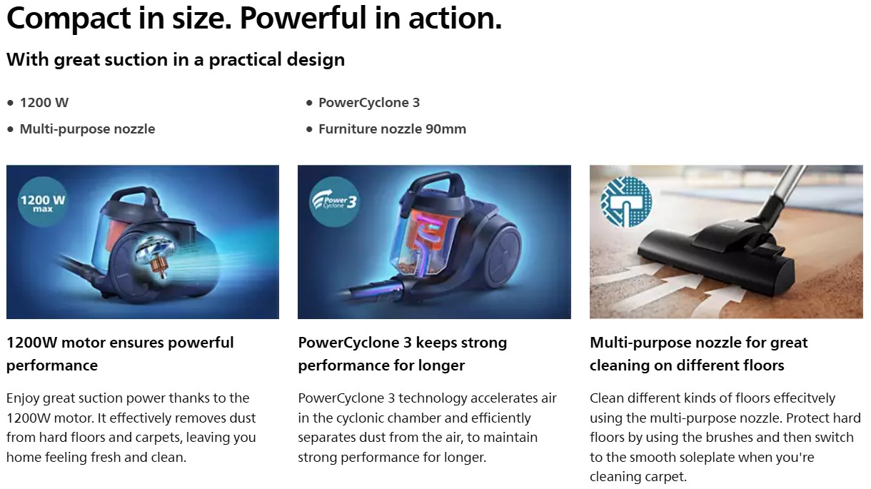 Philips PowerCyclone 3 Bagless Vacuum Cleaner XB1042/10 | Shopee Malaysia