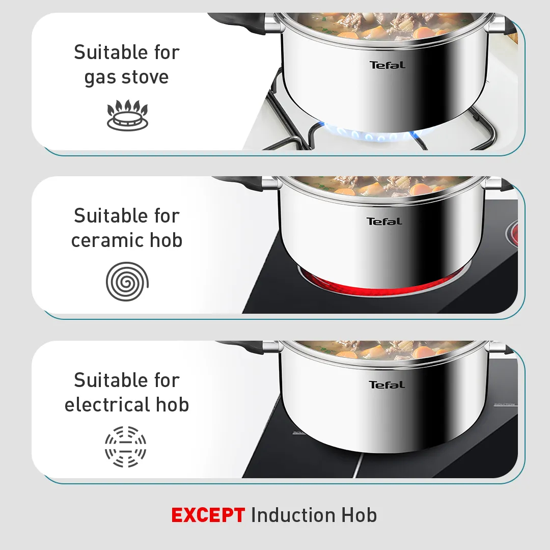 [NEW] Tefal Starter Stainless Steel 6pcs Set (16cm Saucepan + 20 & 24cm Stewpot) E325S6 Cookware ...