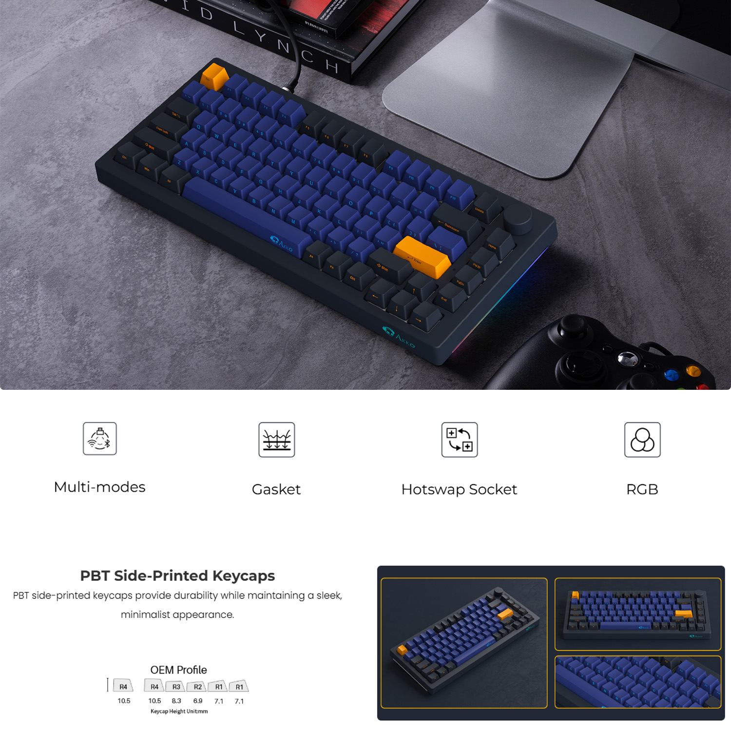Akko Horizon 5075B Plus SP Wireless Mechanical Gaming Keyboard with PBT ...