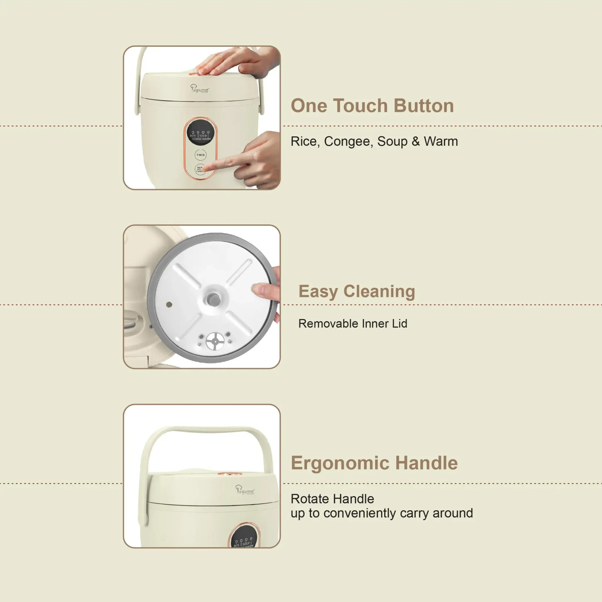 La gourmet Electric 0.8L Rice Cooker Digital - Ceragan Ceramic Non ...