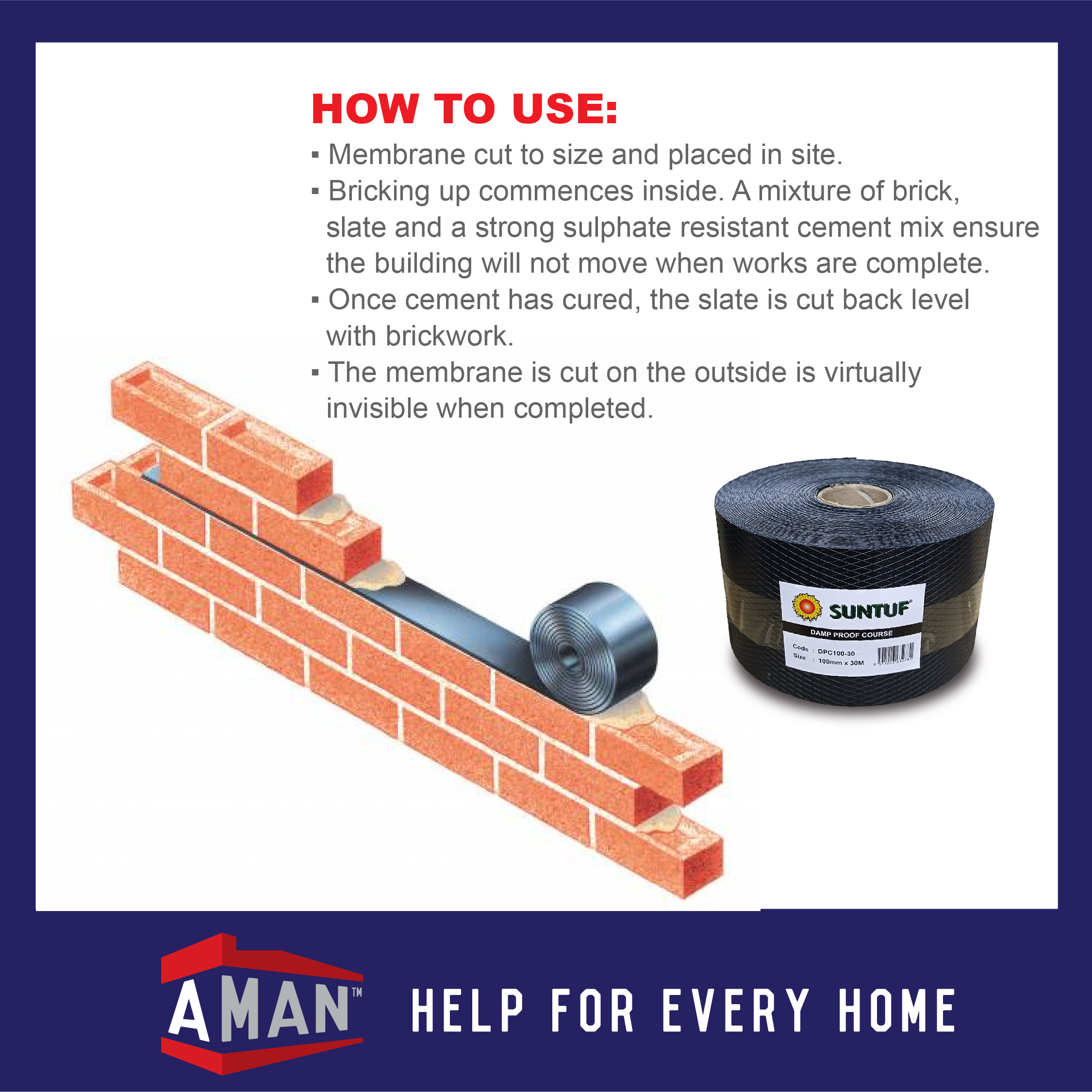 SUNTUF Polyethylene Dampcourse DPC Damp Proof Course Bricklaying ...