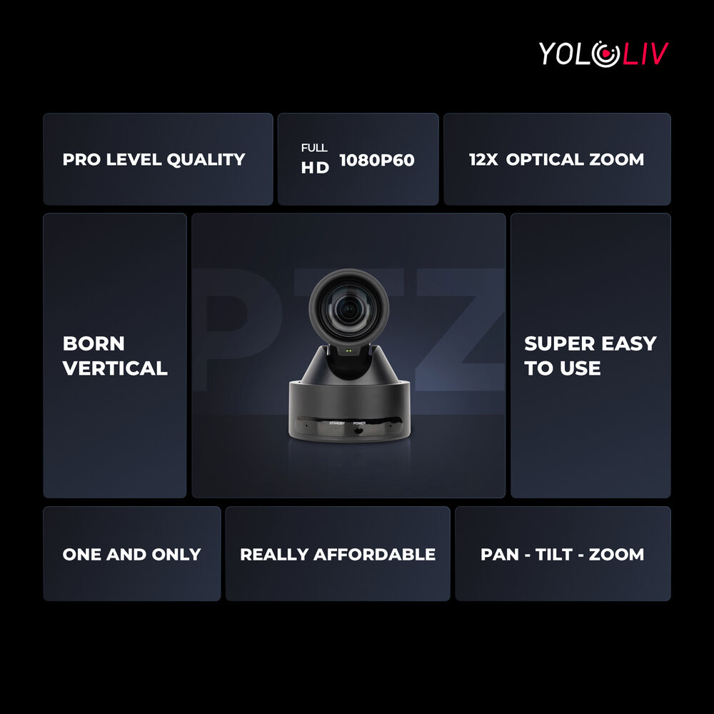 YoloLiv V100 Verticam 1080p Vertical Live Streaming PTZ Camera with 12x ...