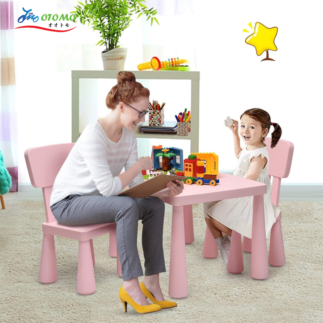 Otomo Junior Children Kid Study Drawing Dining Table Chair Set 1+2 Meja ...
