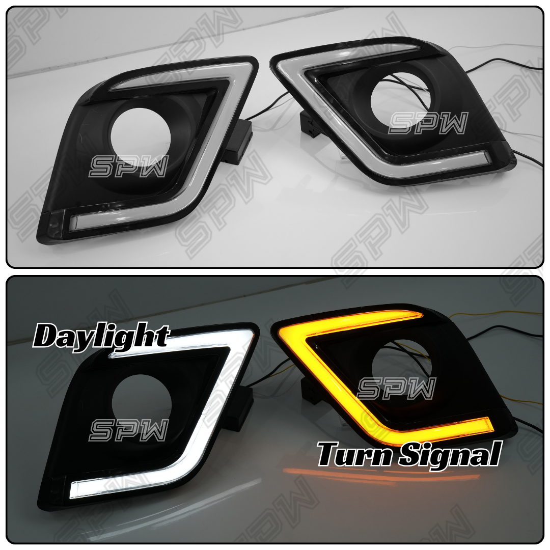 Toyota Hilux Revo 2016 2017 2018 Daylight DRL Foglamp LED Cover Foglight Spotlight Turn Signal ...