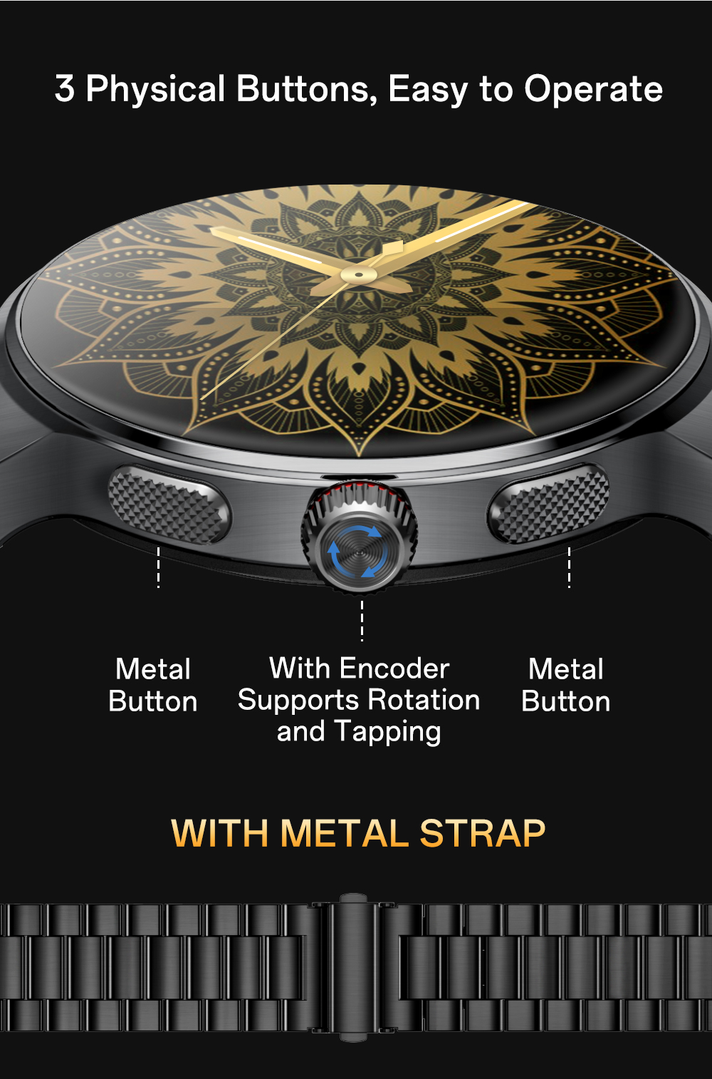 Aolon Prime 3 Smart Watch 466*466 HD AMOLED Screen Metal Body Bluetooth ...