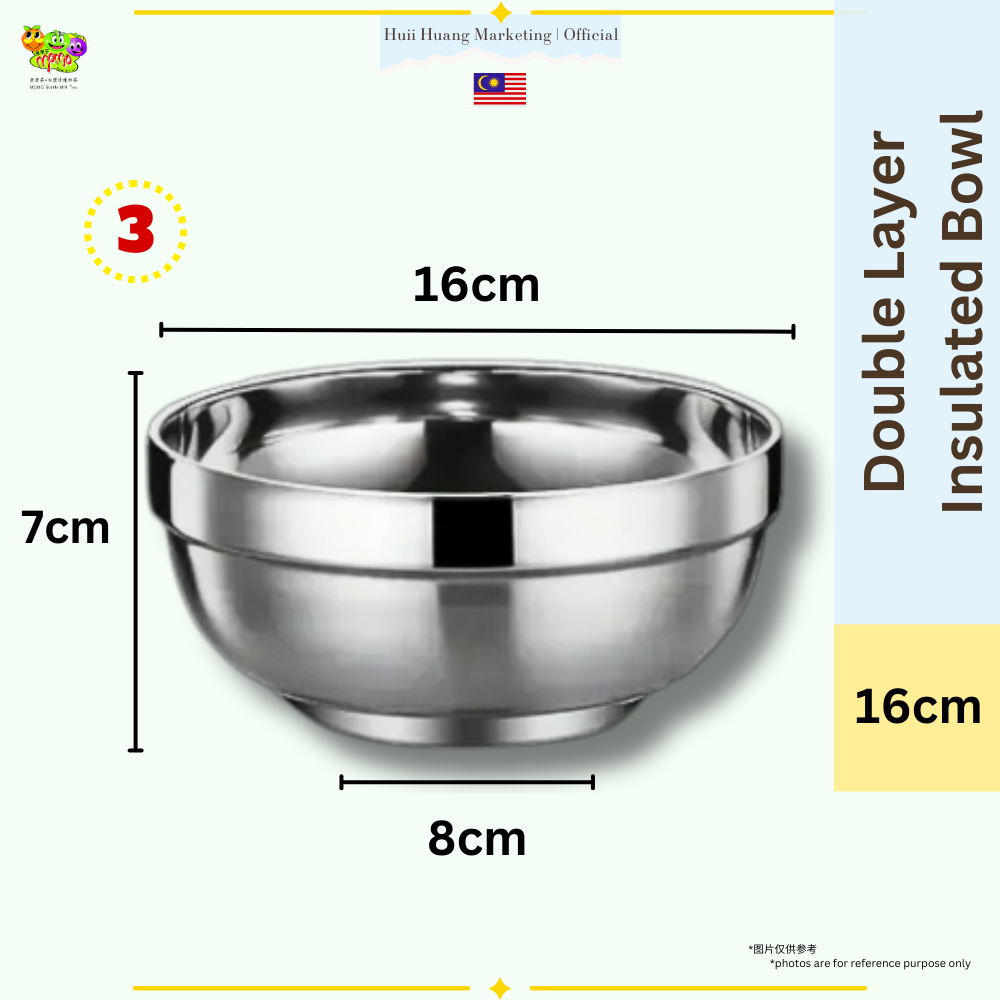 Korea Double Layer Insulated Bowl 20cm Thickened Round Bowl Rice Noodle ...