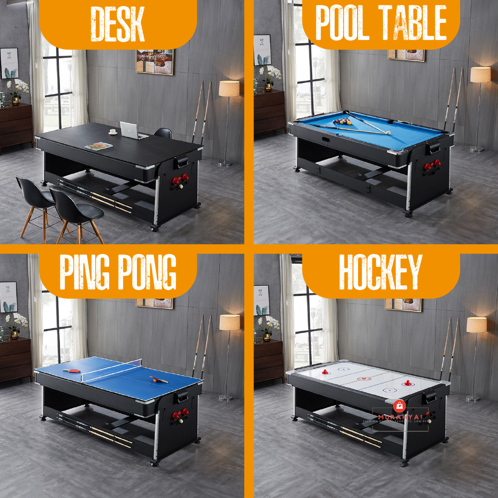 Pool Table 4 in 1 Meja pool tennis Ping pong Air hockey Desk top hoki ...