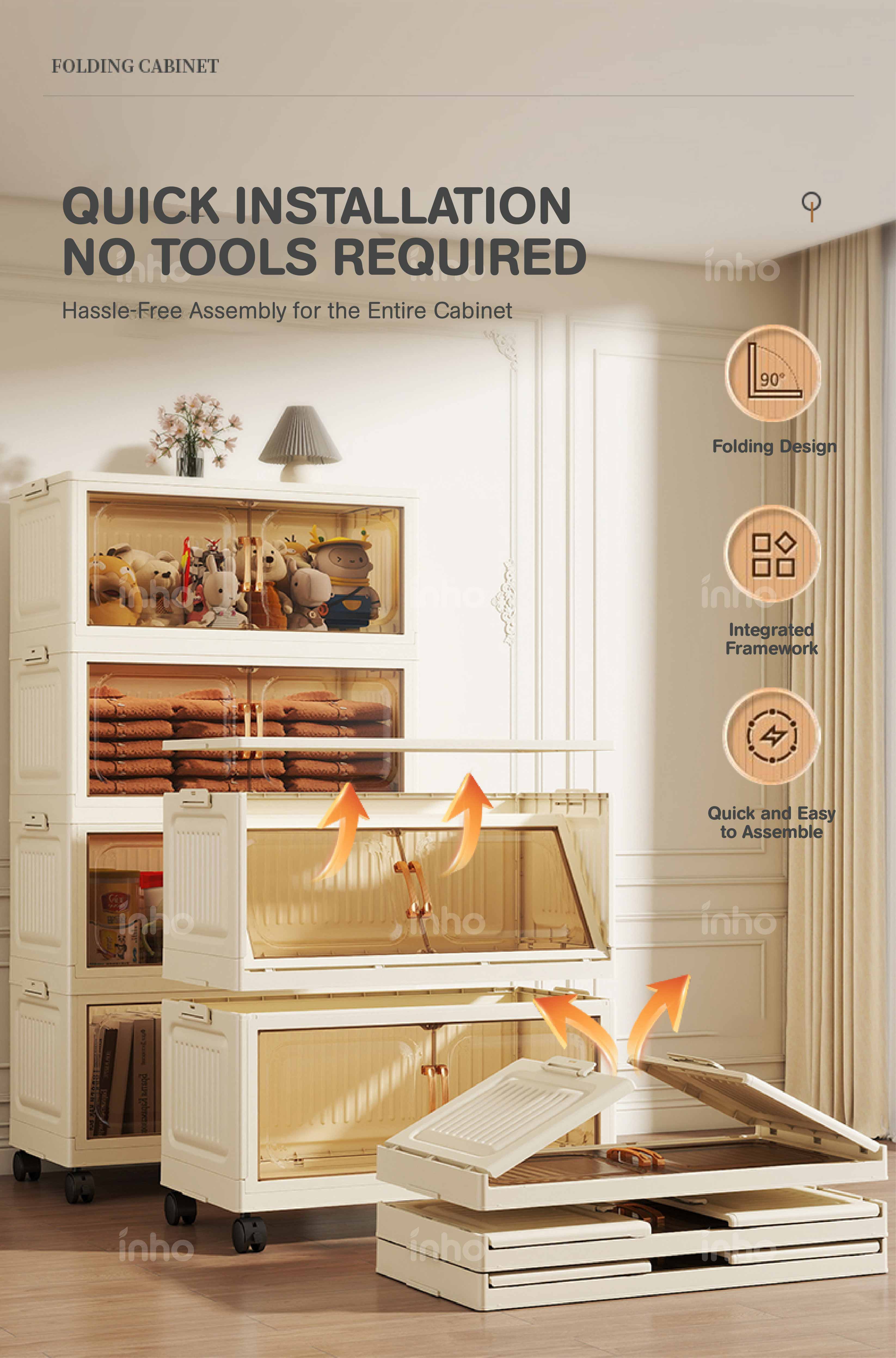 【𝗦𝗵𝗶𝗽𝗽𝗶𝗻𝗴 𝗣𝗿𝗼𝗺𝗼】INHO L50-70cm (1-6 Layers) 2 Doors Multipurpose Foldable Stackable Storage ...